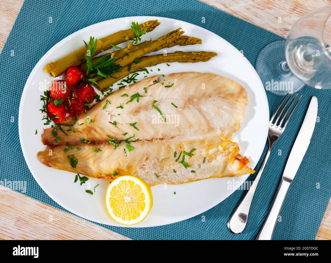 Roasted perch fish fillet with pickled vegetables Stock Photo - Alamy
