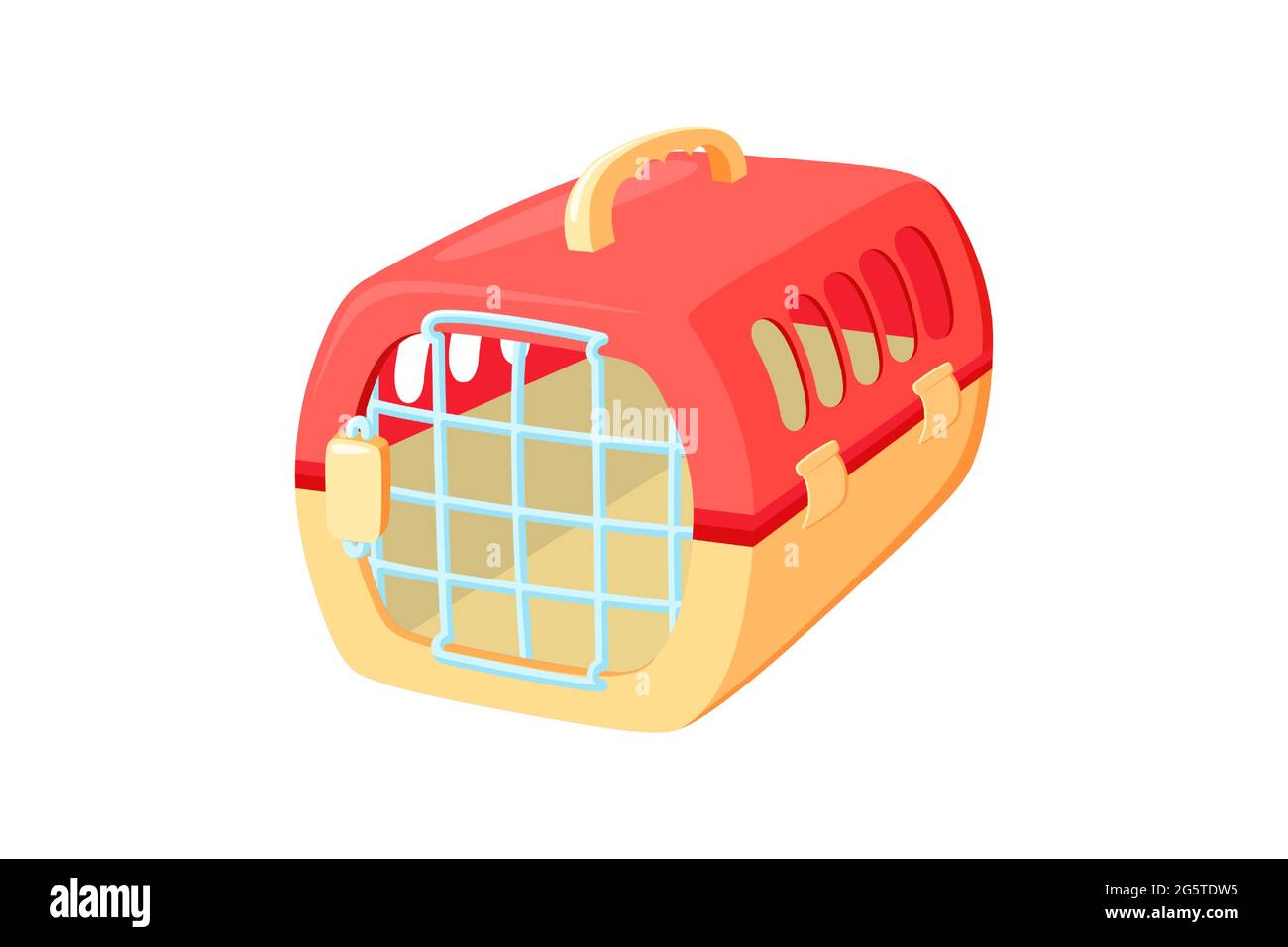 Pet carrier with metal door. Red and orange carrier to transport ...
