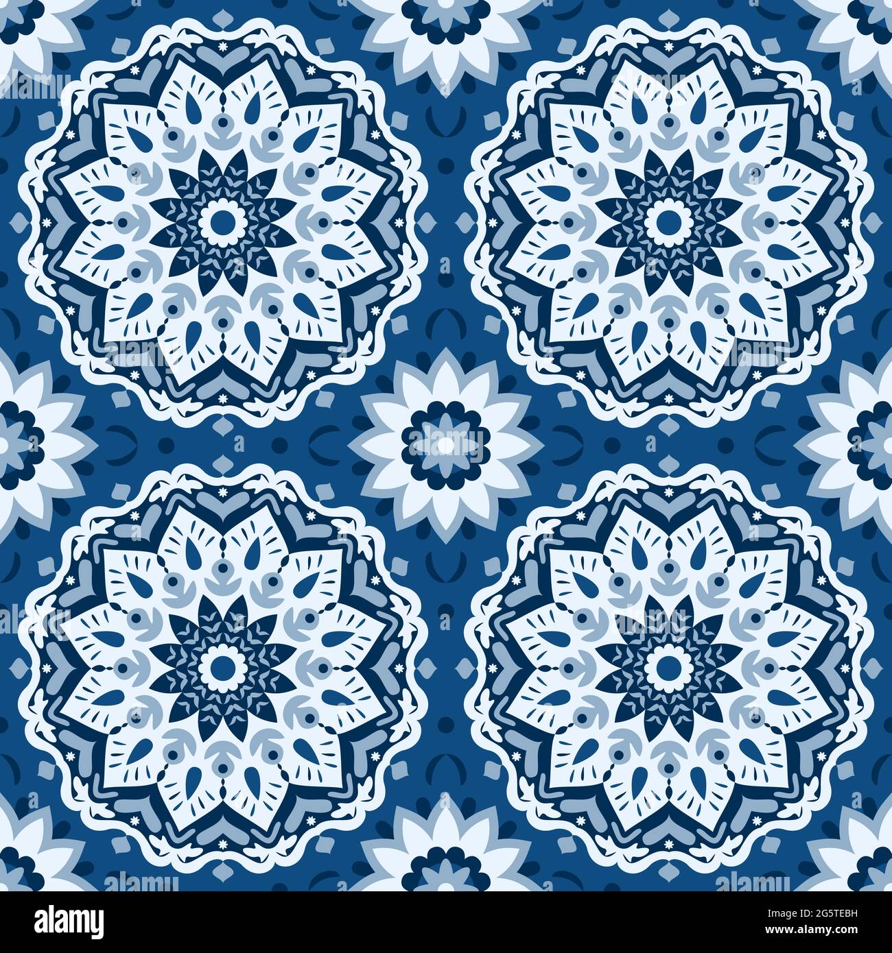 Blue flower mosaic mandala Stock Vector Images - Alamy