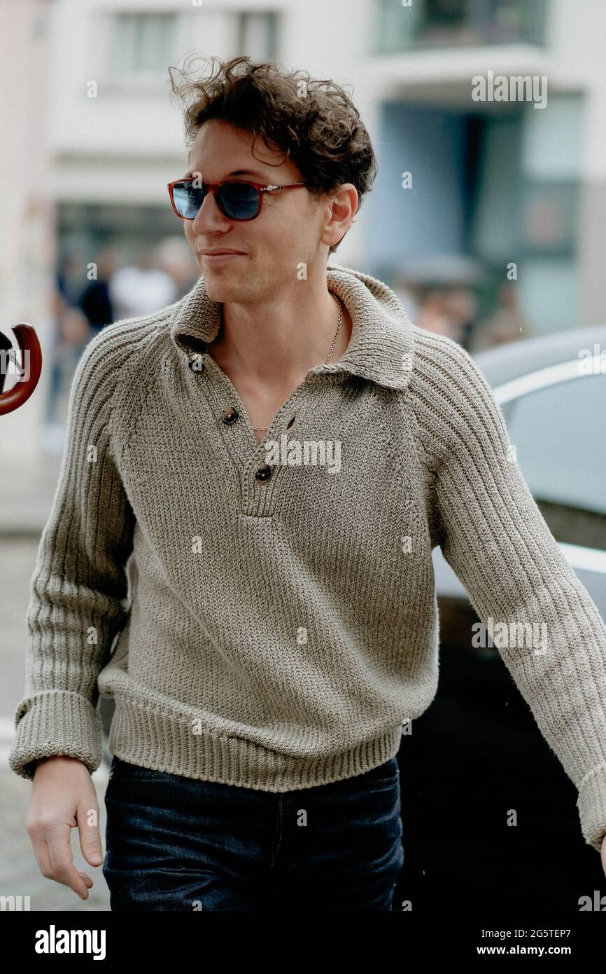 Street style, singer Raphael Haroche arriving at Hermes Spring Summer ...