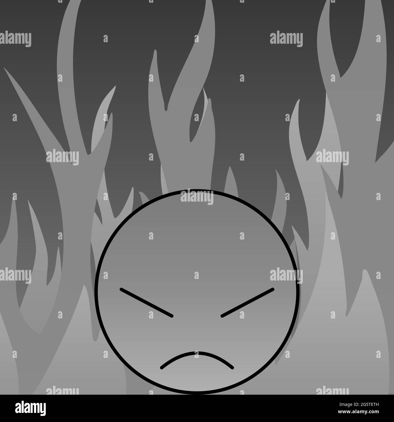 Angry emotion face in grayscale with fire 05 Stock Vector Image & Art ...