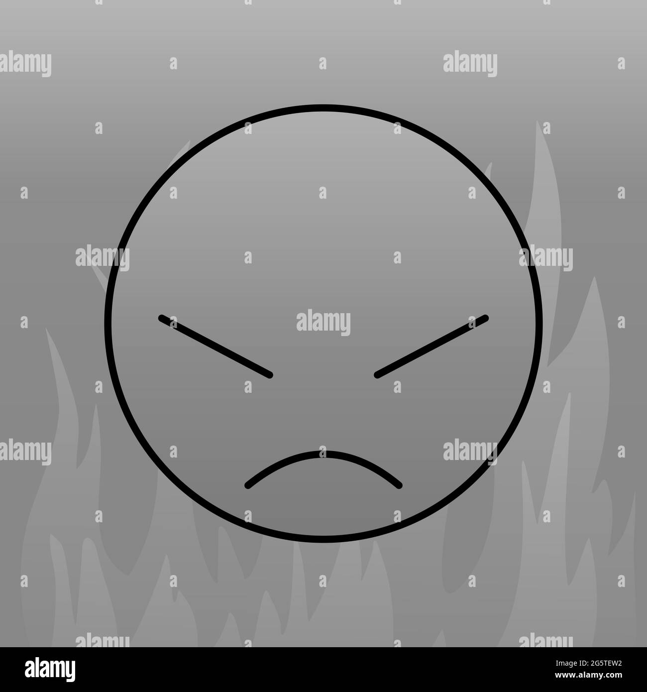 Angry emotion face in grayscale with fire 01 Stock Vector Image & Art ...