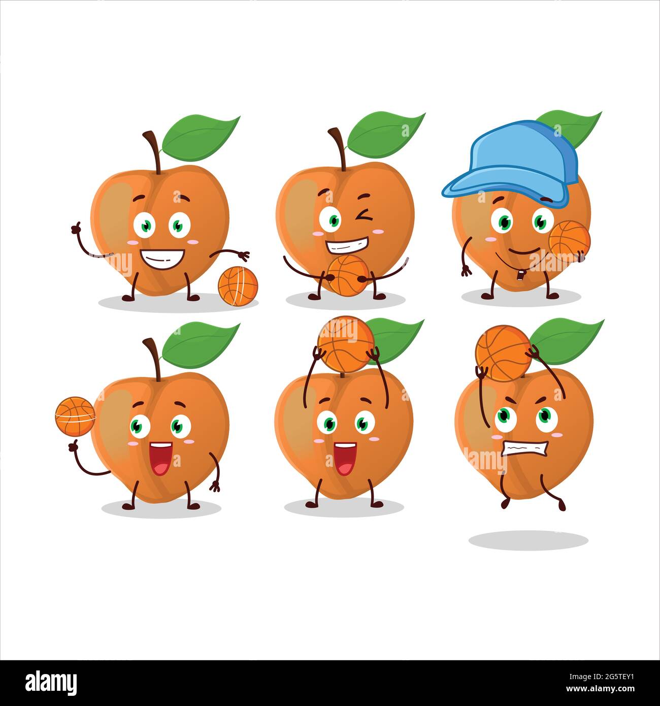 Talented peach cartoon character as a basketball athlete. Vector ...