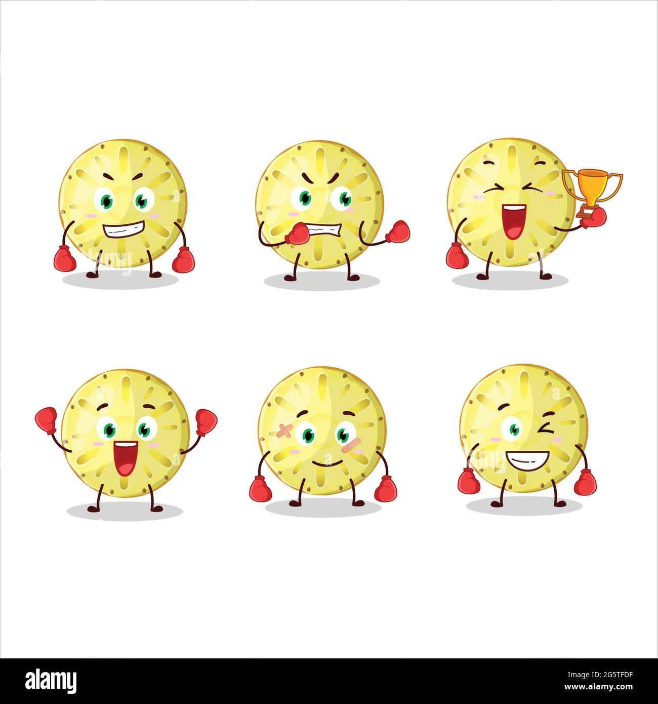 A sporty slice circle of pineapple boxing athlete cartoon mascot design ...