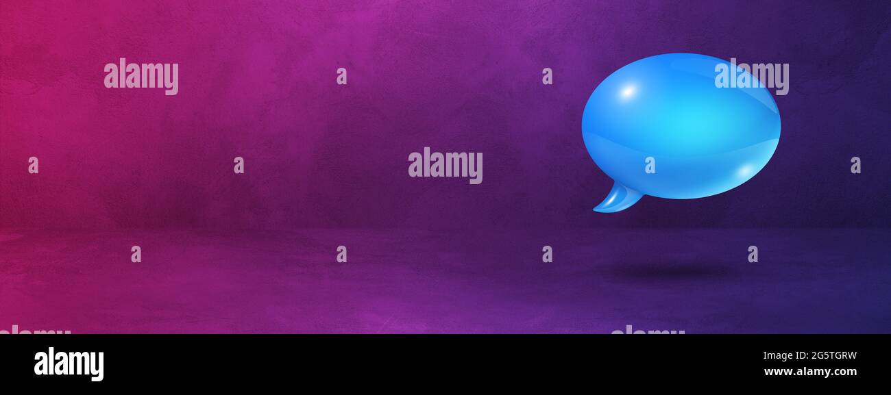 3D blue speech bubble isolated on purple banner background Stock Photo ...