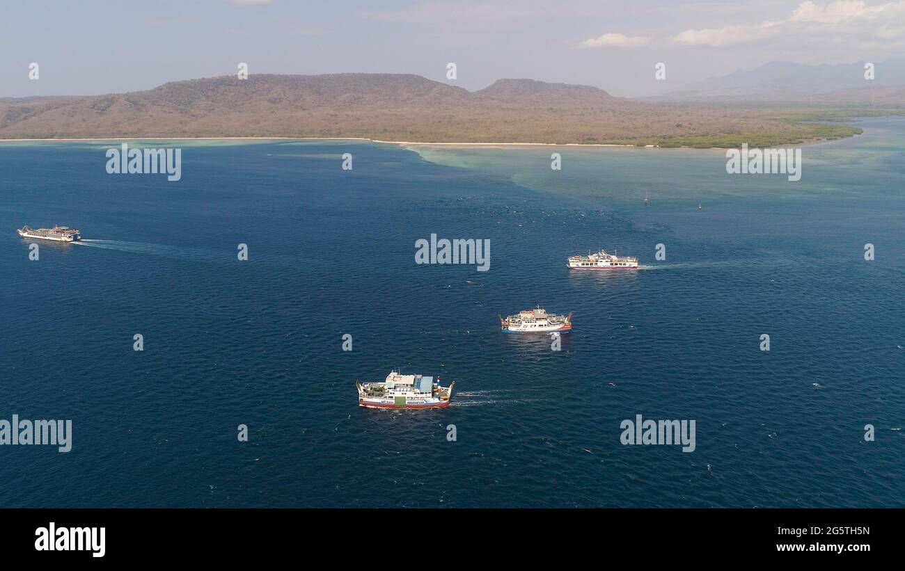 public ferry ships carrying passengers from Gilimanuk harbour ferry ...