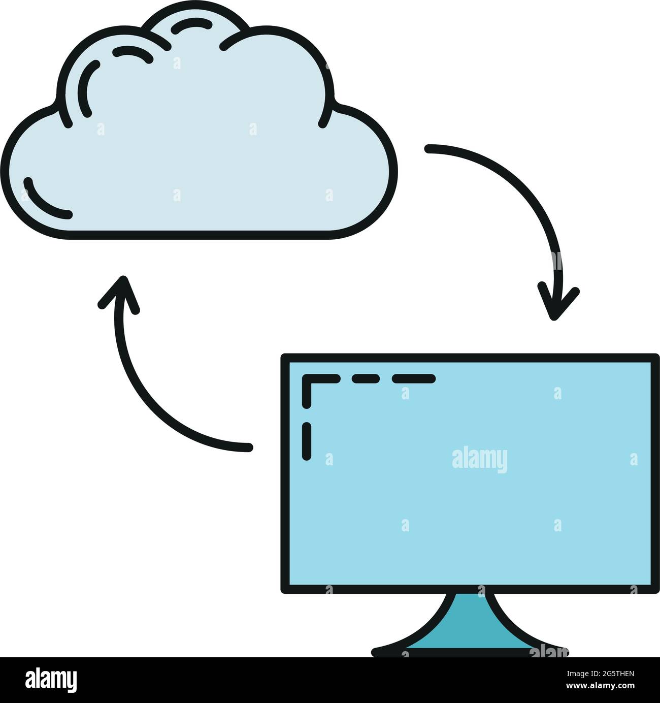 Data exchange cloud icon, protect remote info storage, database ...