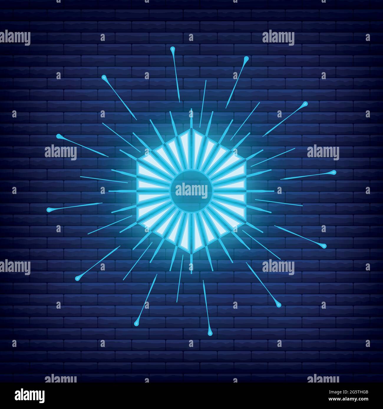Retro design light sunburst neon style glow geometric shape, vintage ...