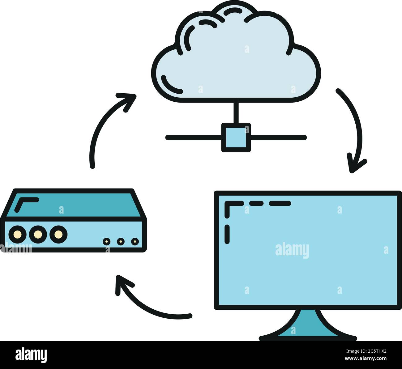 Data exchange cloud icon, protect remote info storage, database ...