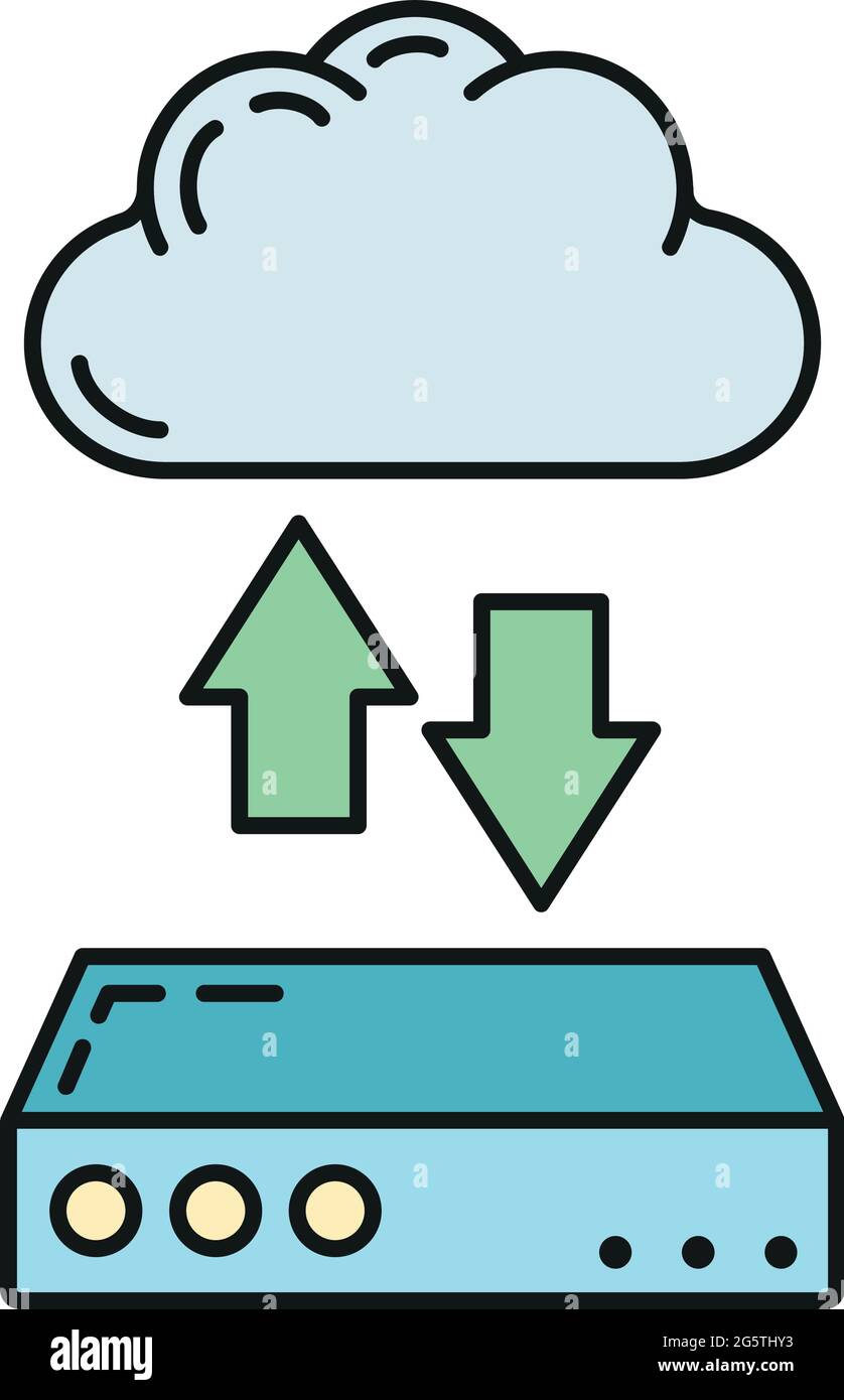 Data exchange cloud icon, protect remote info storage, database ...