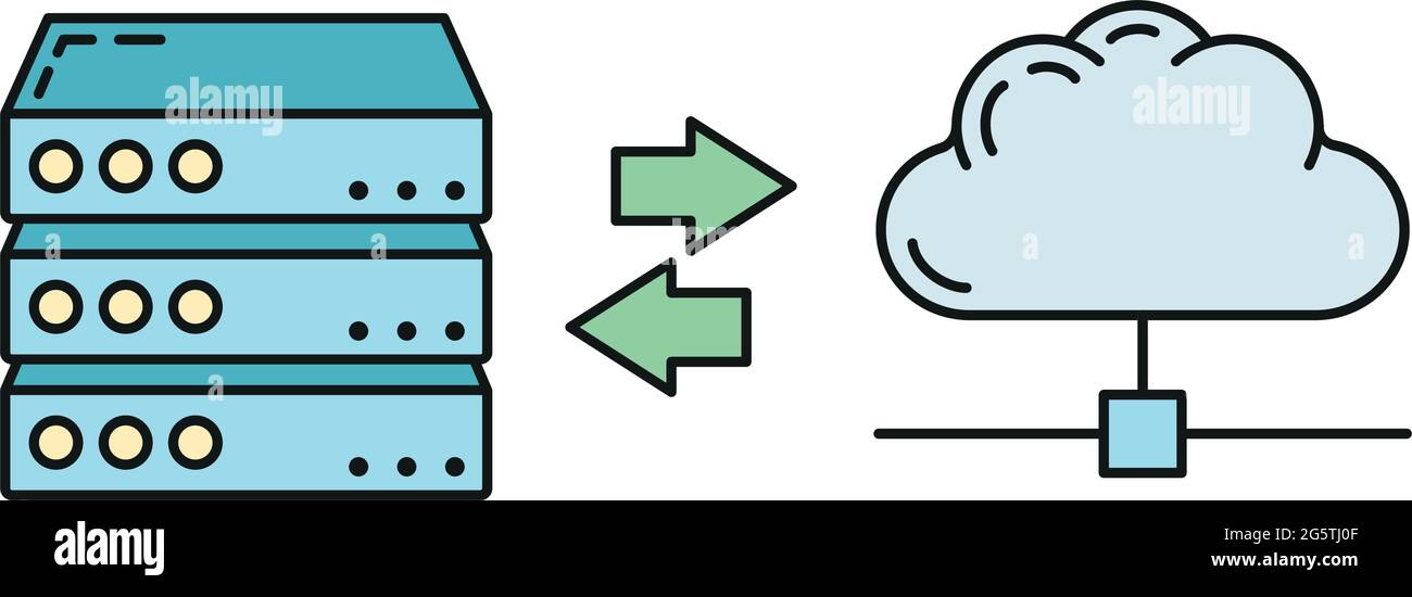 Data exchange cloud icon, protect remote info storage, database ...