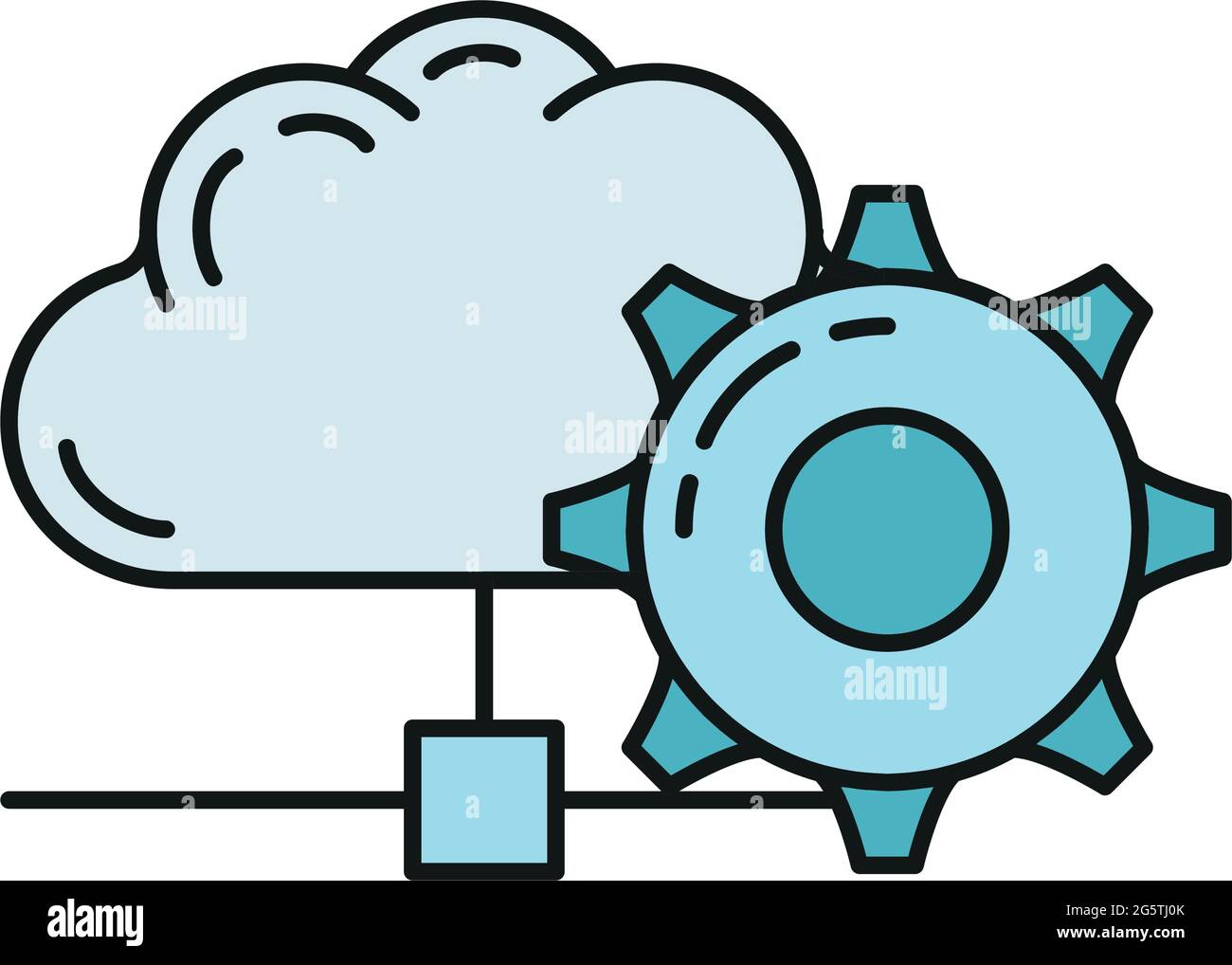 Data exchange cloud icon, protect remote info storage, database ...