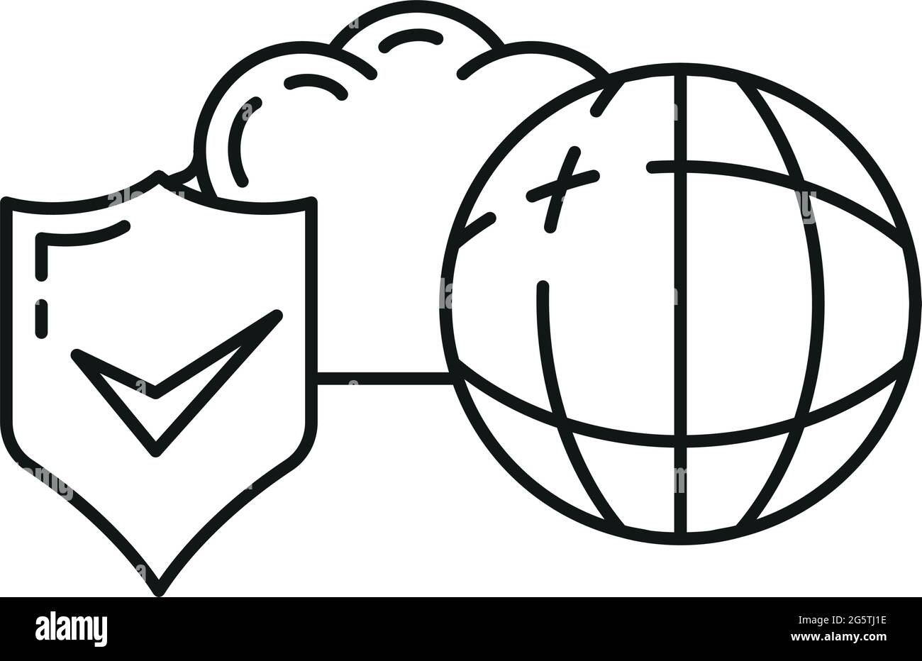 Data exchange cloud icon, protect remote info storage, database ...