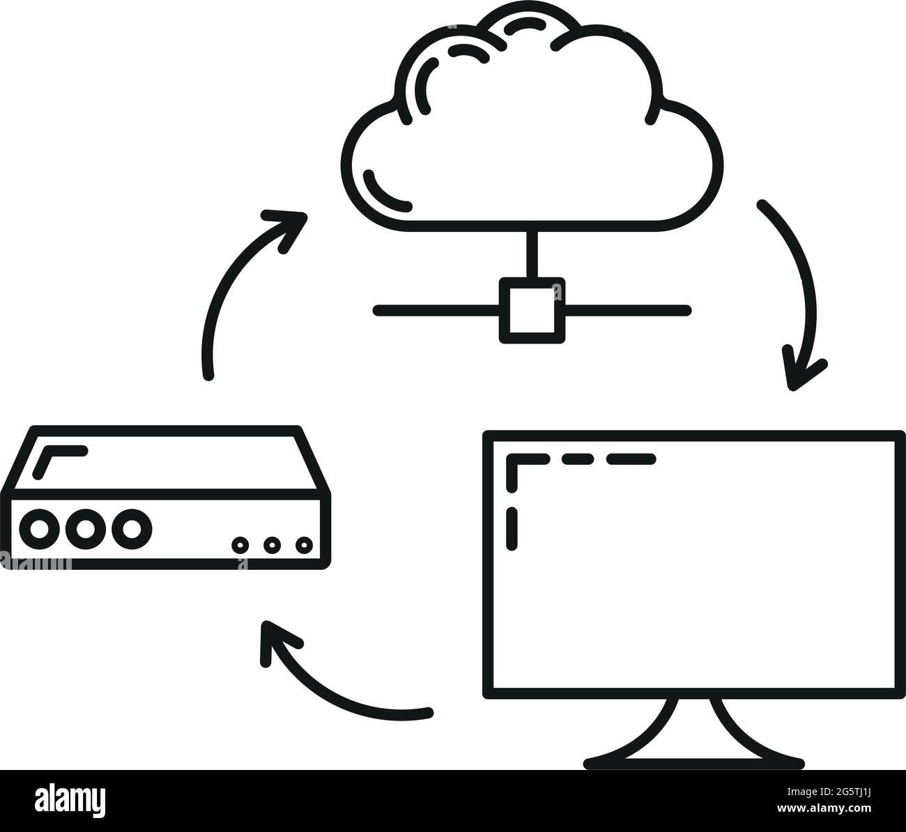 Data exchange cloud icon, protect remote info storage, database ...
