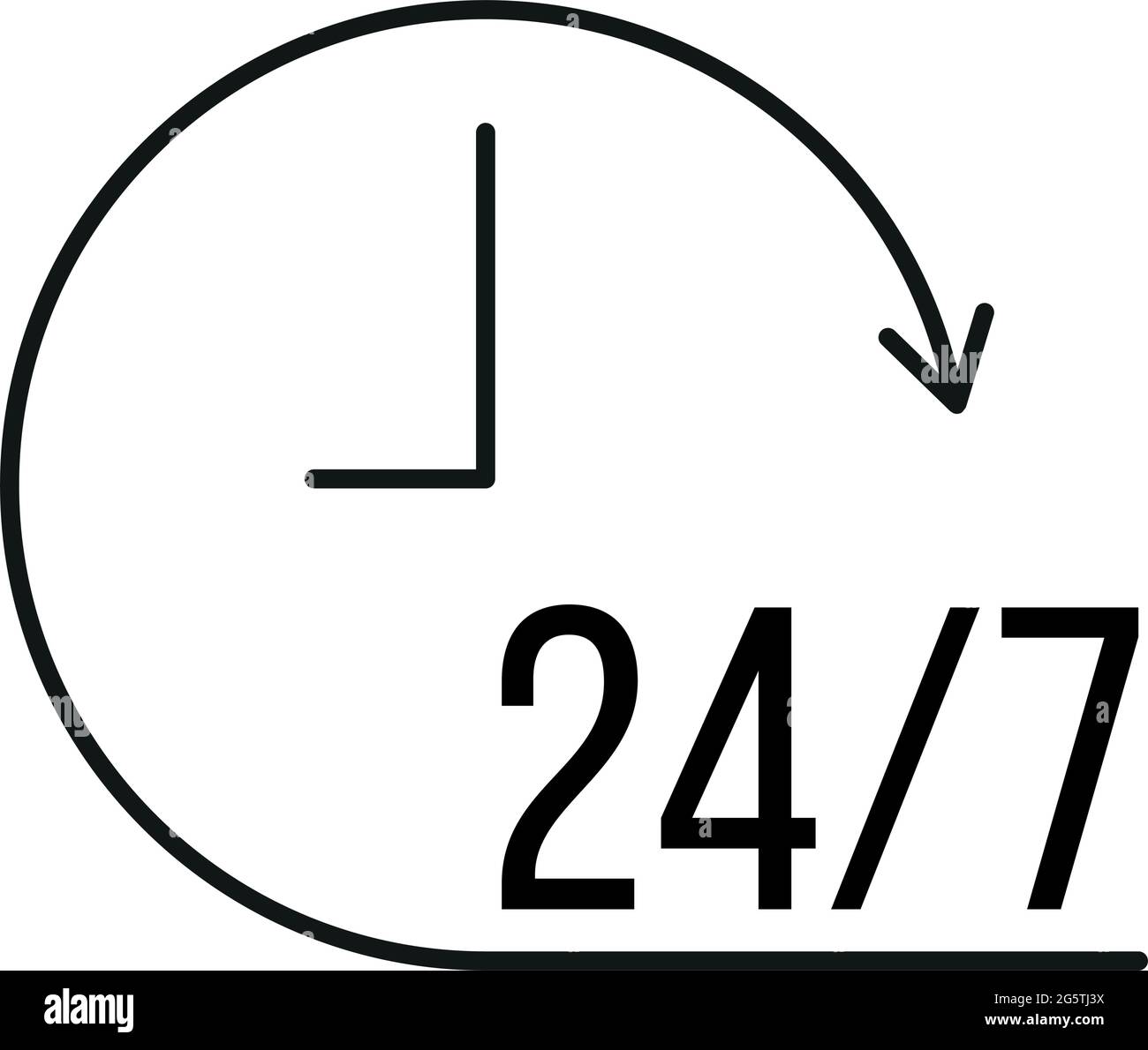 24 on 7 customer service icon outline flat vector illustration ...