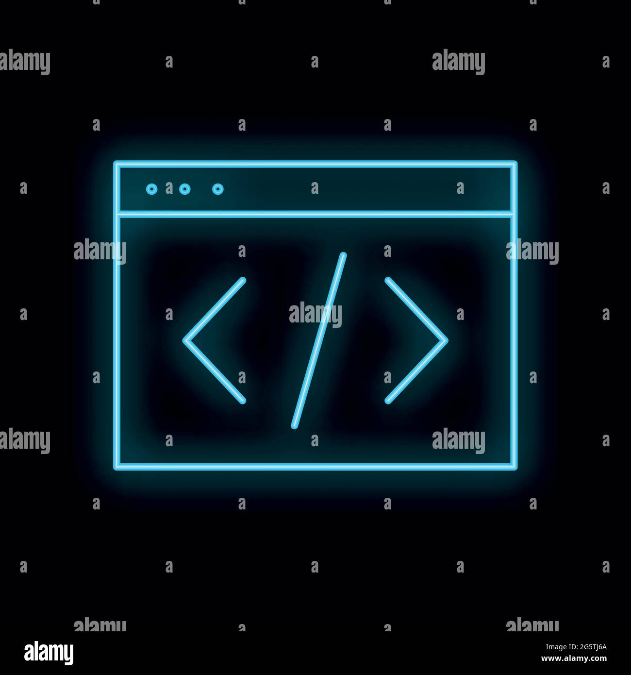 Programming concept online computer icon neon glow style, remote data storage, protect info ...