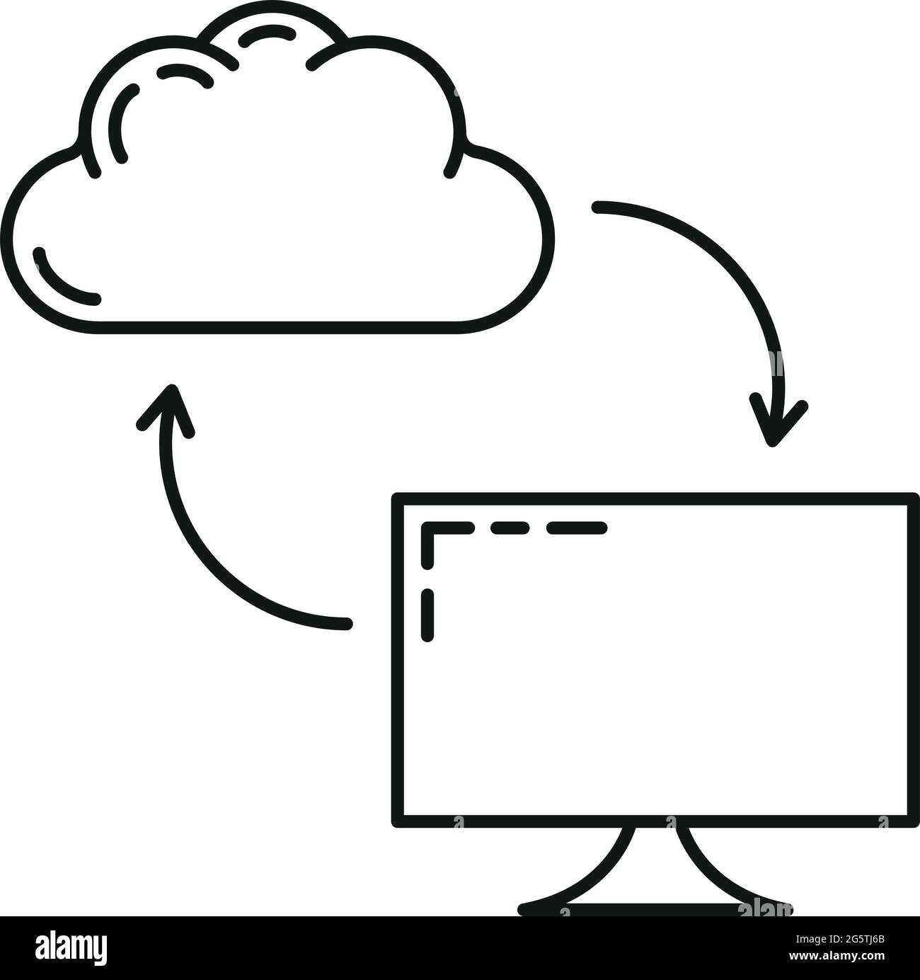 Data exchange cloud icon, protect remote info storage, database ...