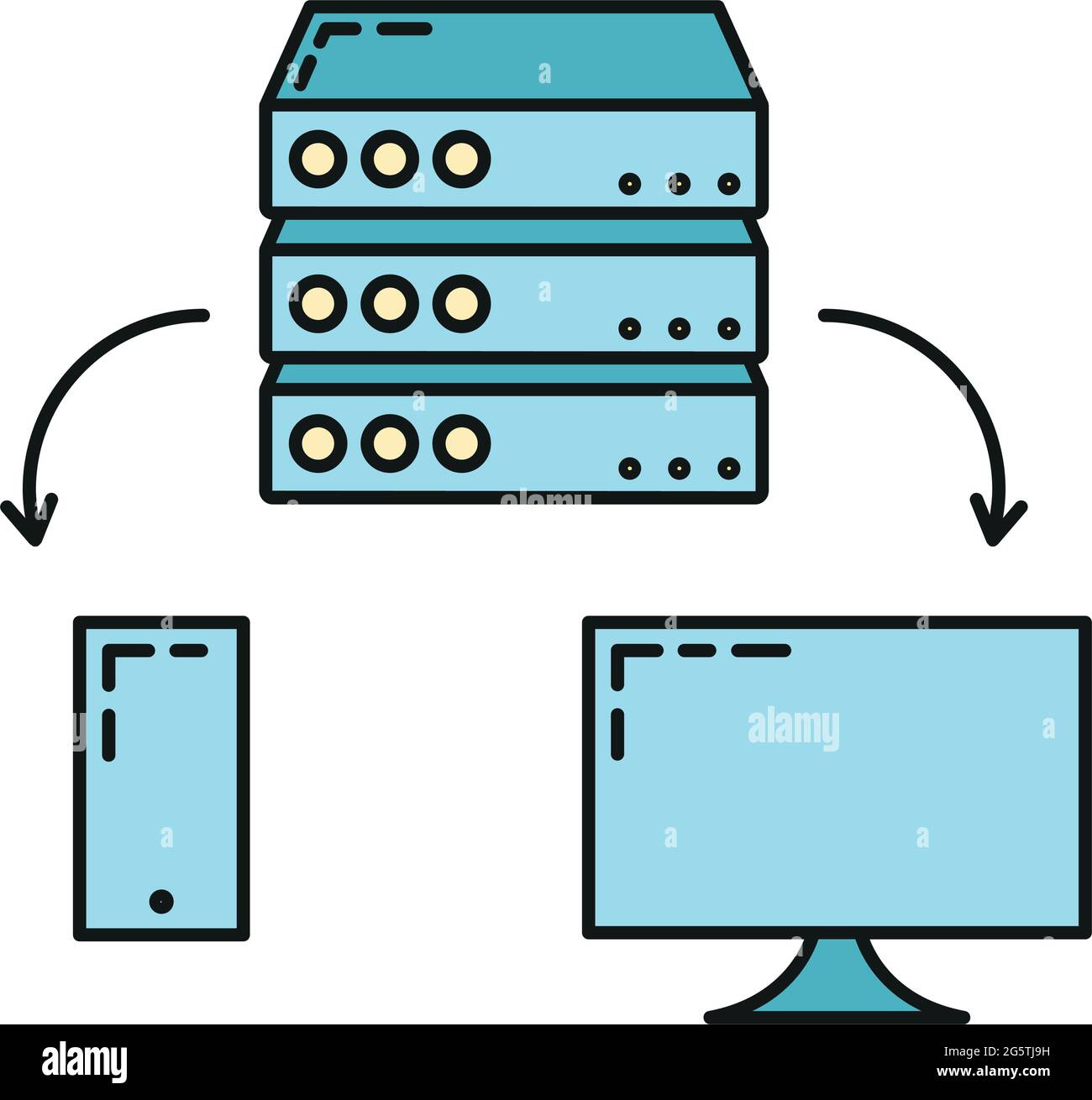 Remote computer server data exchange cloud icon protect database ...
