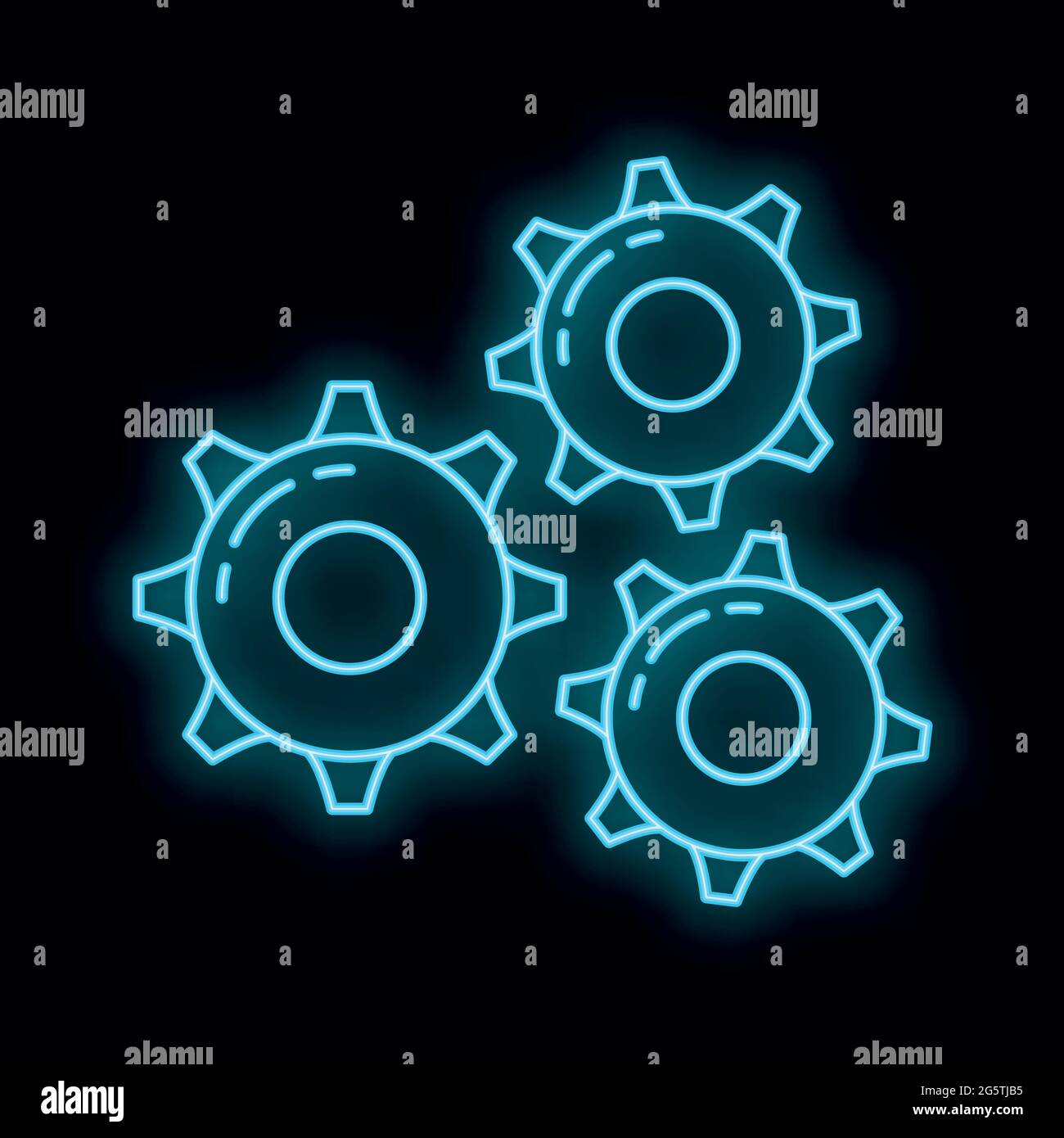 Setting gear computer technology icon neon glow style, remote data ...