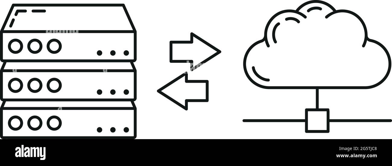 Data exchange cloud icon, protect remote info storage, database ...