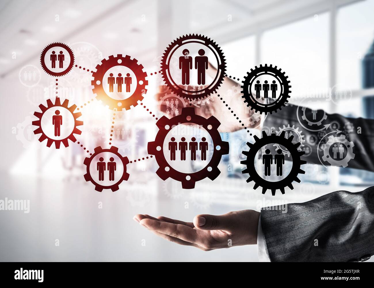 Cogwheels and gears mechanism as social communication concept Stock ...