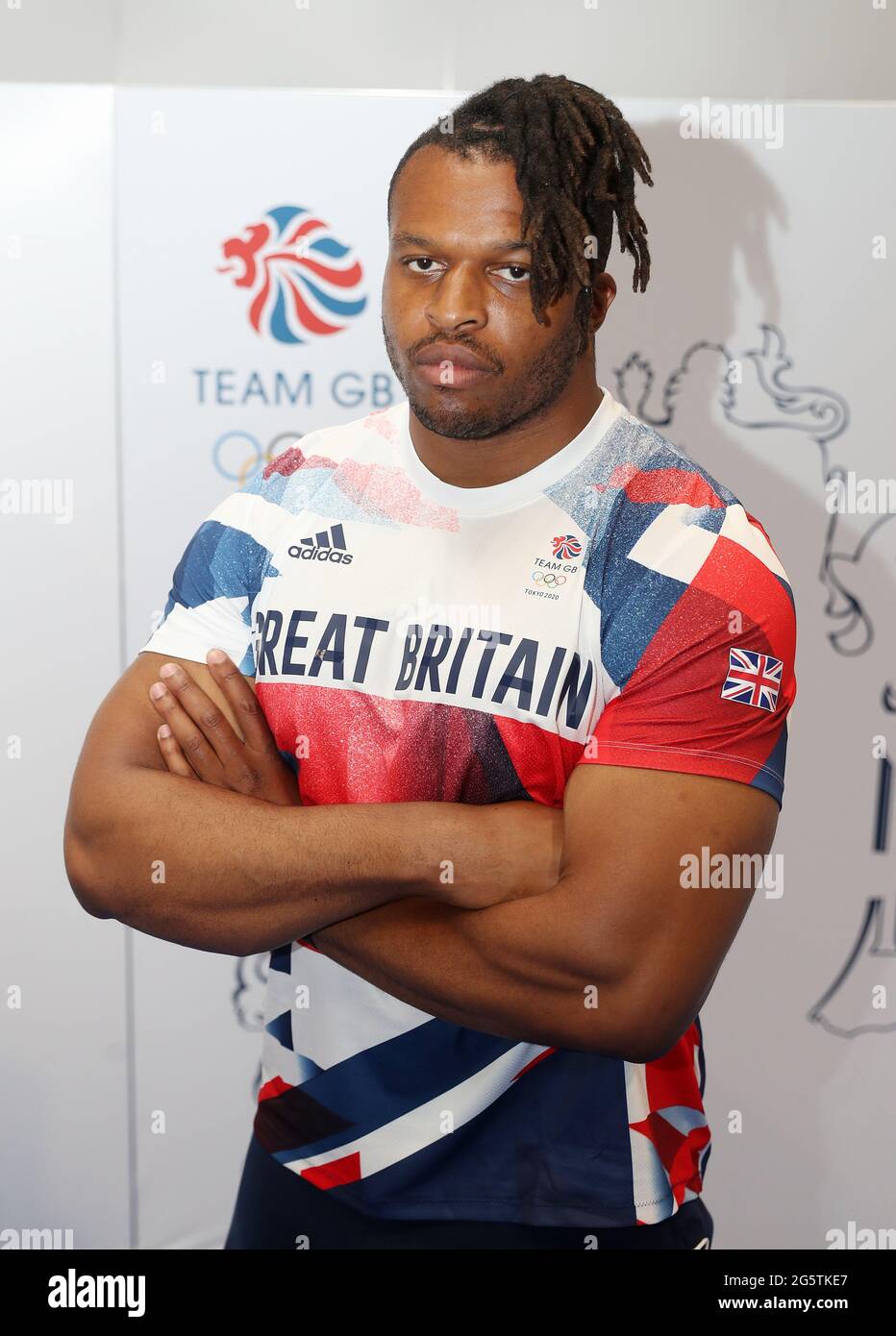 Lawrence Okoye during the Athletics kitting out session for the Tokyo ...