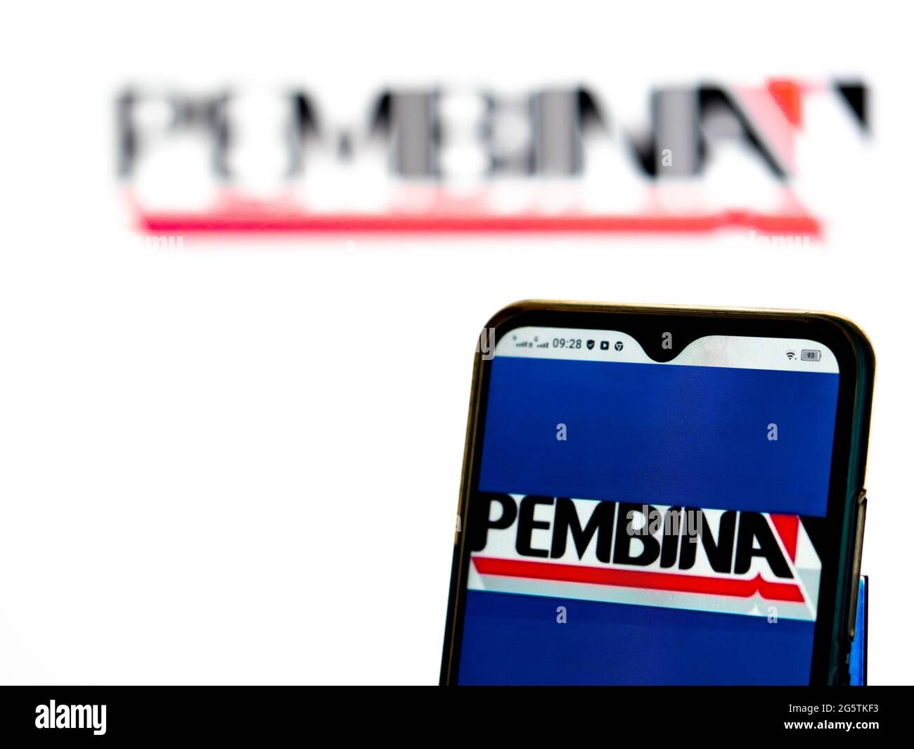 In this photo illustration, a Pembina Pipeline Corporation logo seen ...