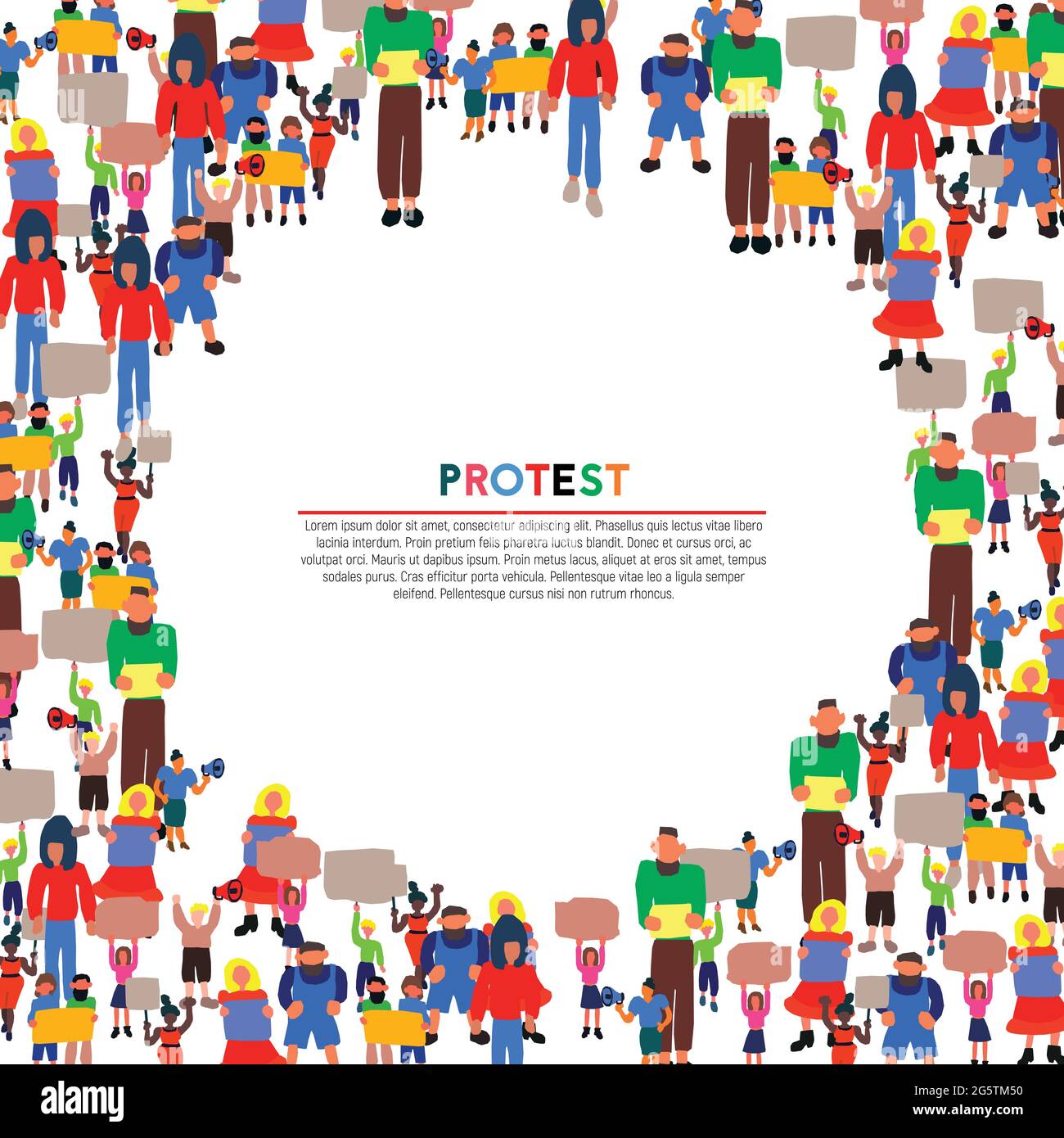 Protesters people on a white background. Revolution vector illustration ...