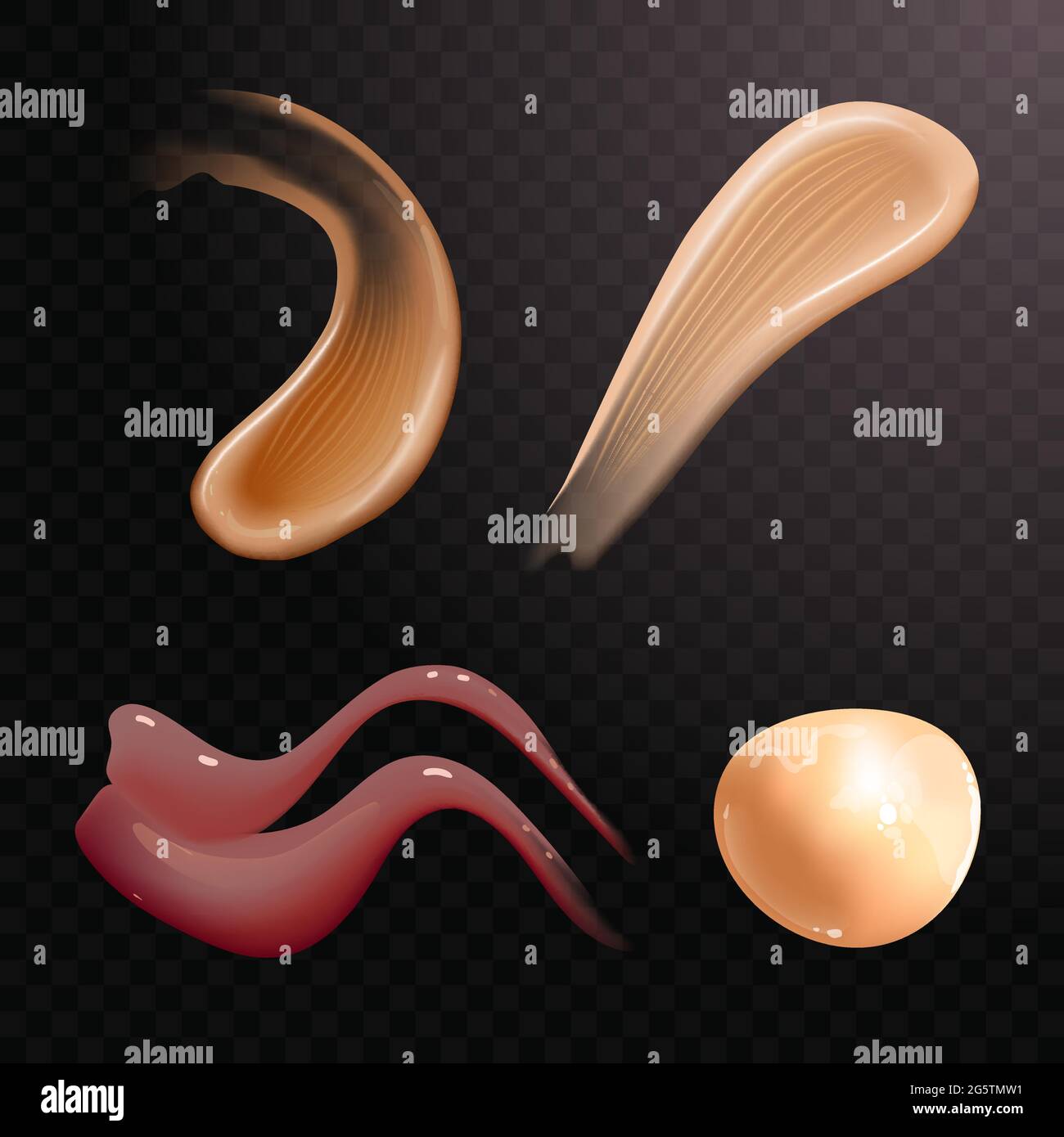 Set of realistic cosmetic cream smears. Skincare product of different ...