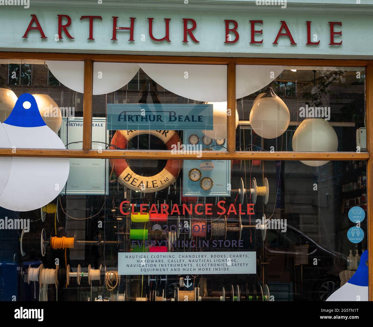 London. UK- 06.27.2021: the shop sign and frontage of Arthur Beal shop ...