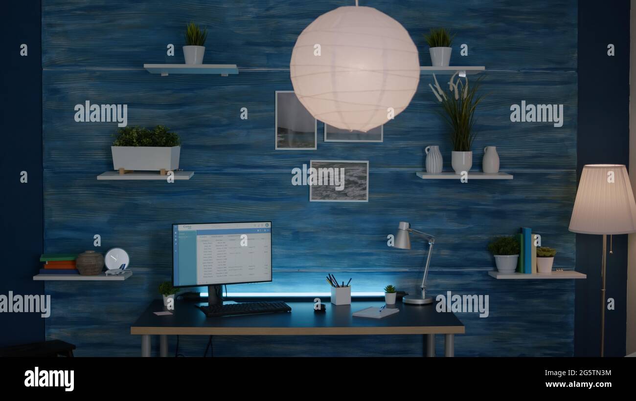 Front view of modern empty room with nobody in it ready for birthday ...