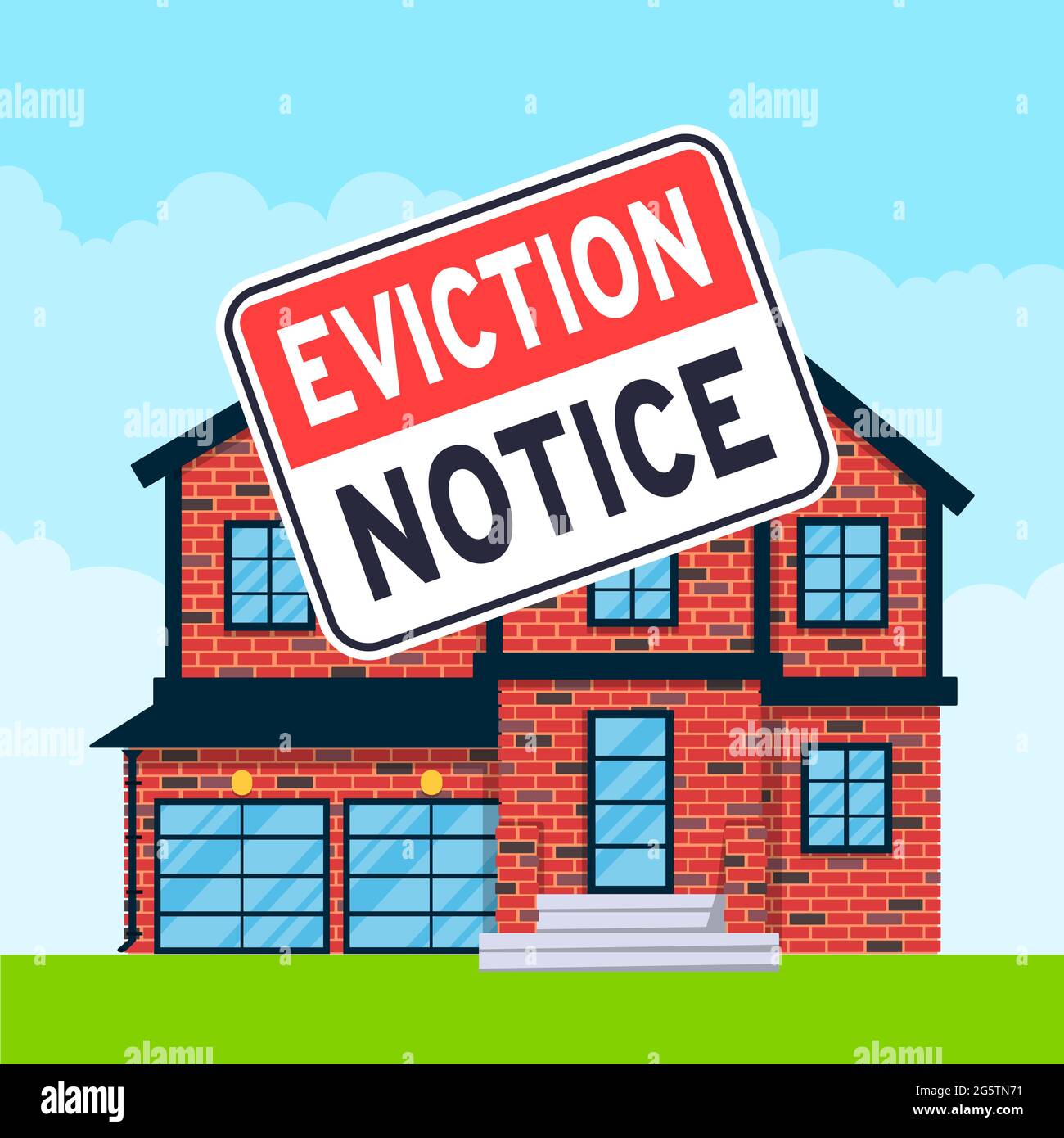 House eviction notice legal document icon sign sticker on the house ...