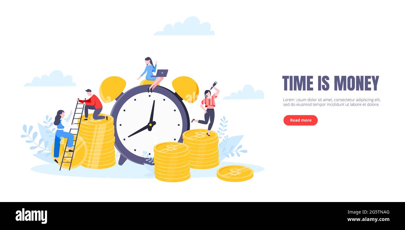 Time is money or save time business concept flat style vector ...