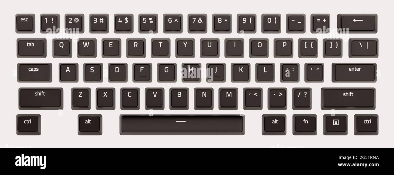 computer keys isolated on white background to use as font. 3d render ...