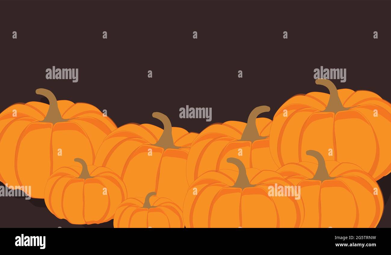 Autumn vector orange pumpkins horizontal banner design template for ...