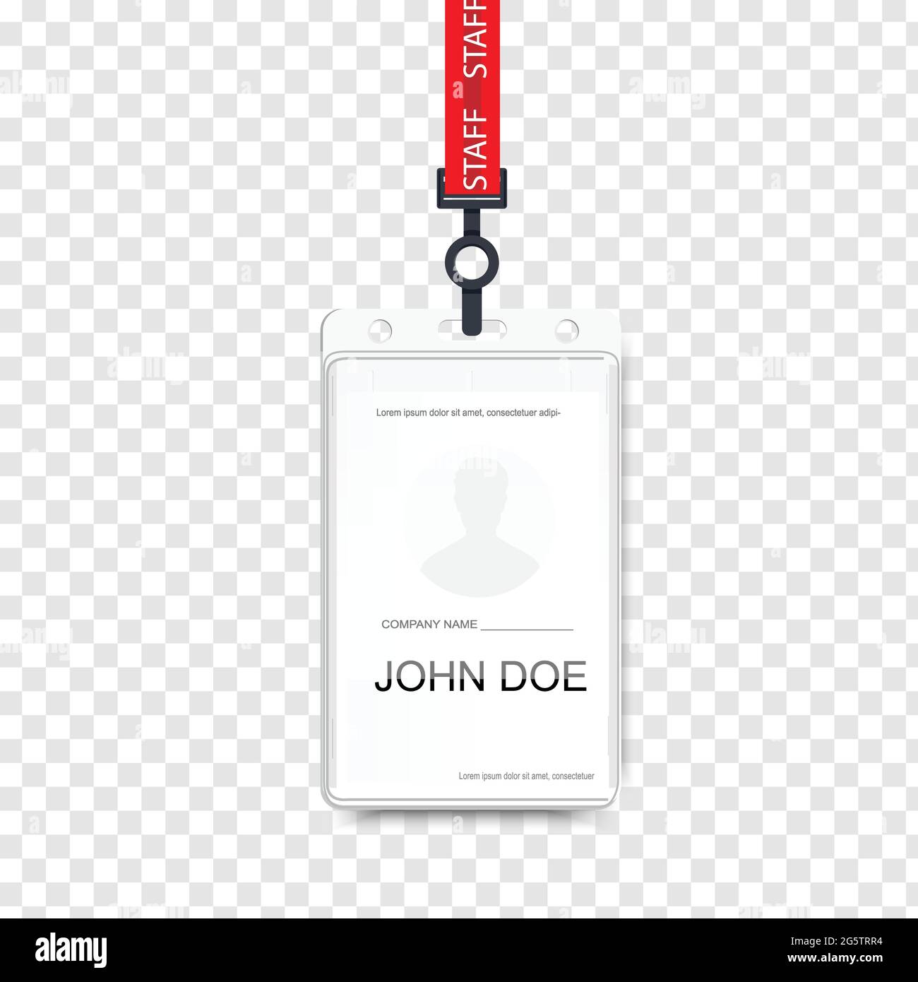 Vector illustration of employees identification card on lanyard, cord ...
