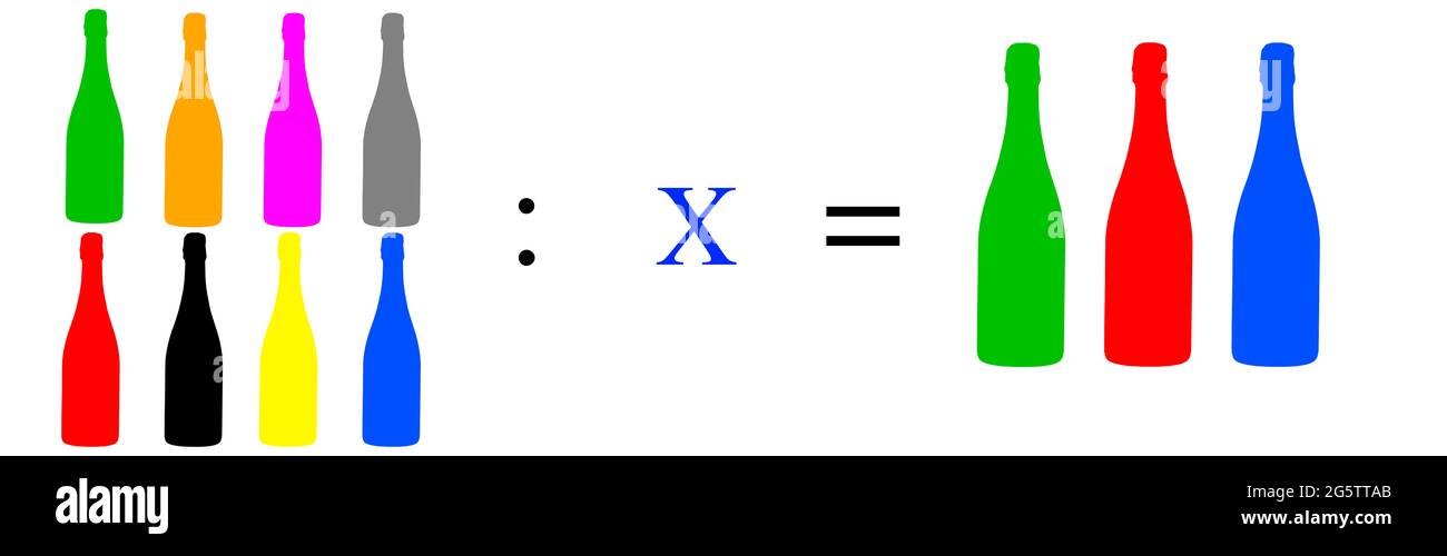 simple mathematical exercises with coloured objects; mathematical ...