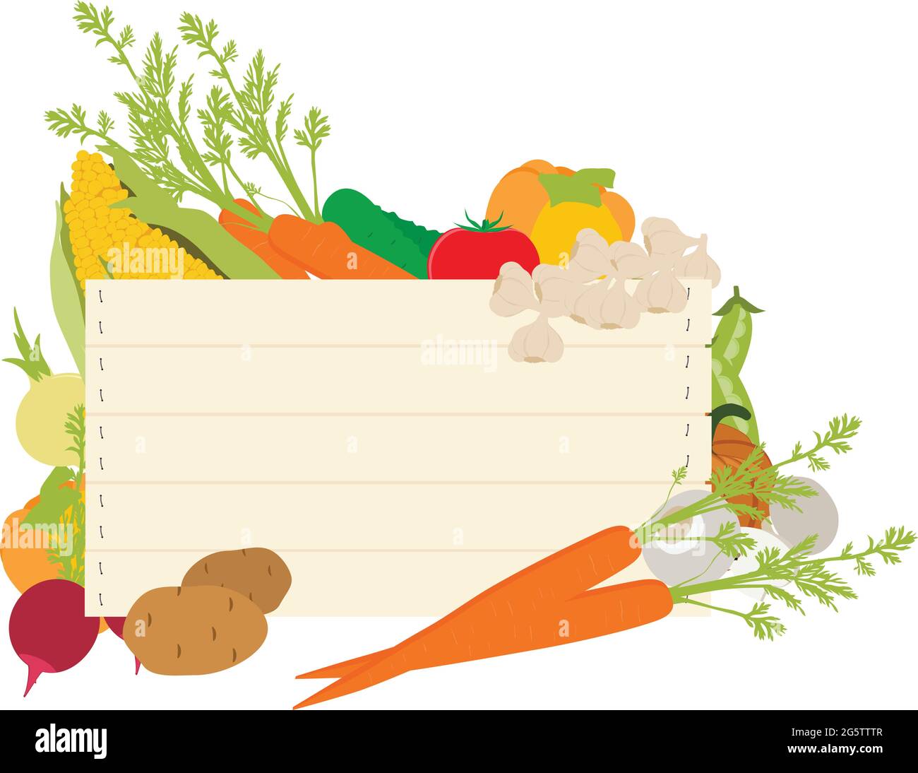 A wooden vegetables sign background surrounded by a border of fresh ...