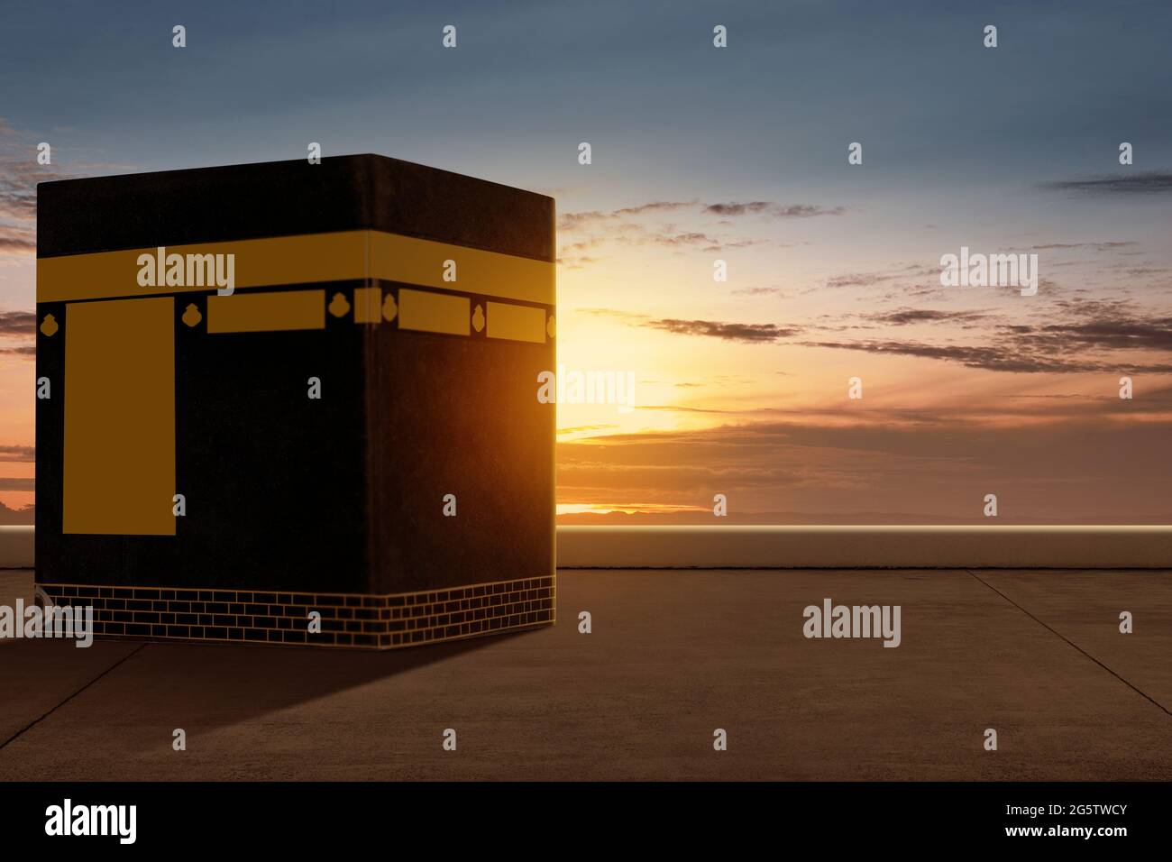 The holy Kaaba with sunset sky background Stock Photo - Alamy