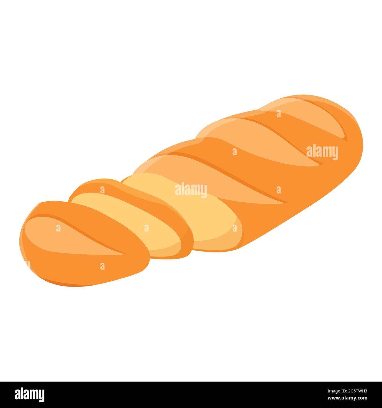 Freshly baked sliced bread isolated on white background, isometric view ...