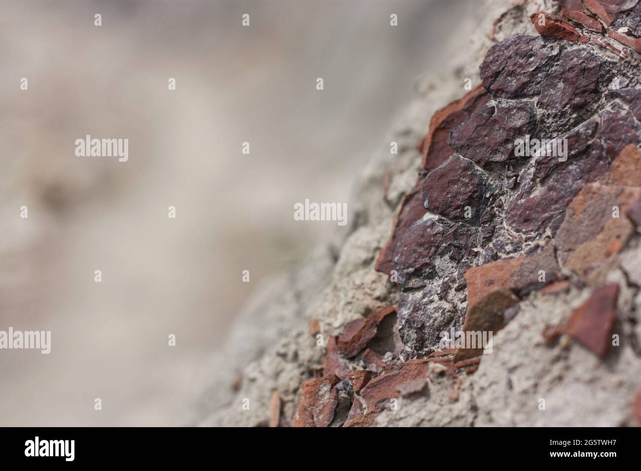 Close-up rock formation on blurred background, ground texture, place ...