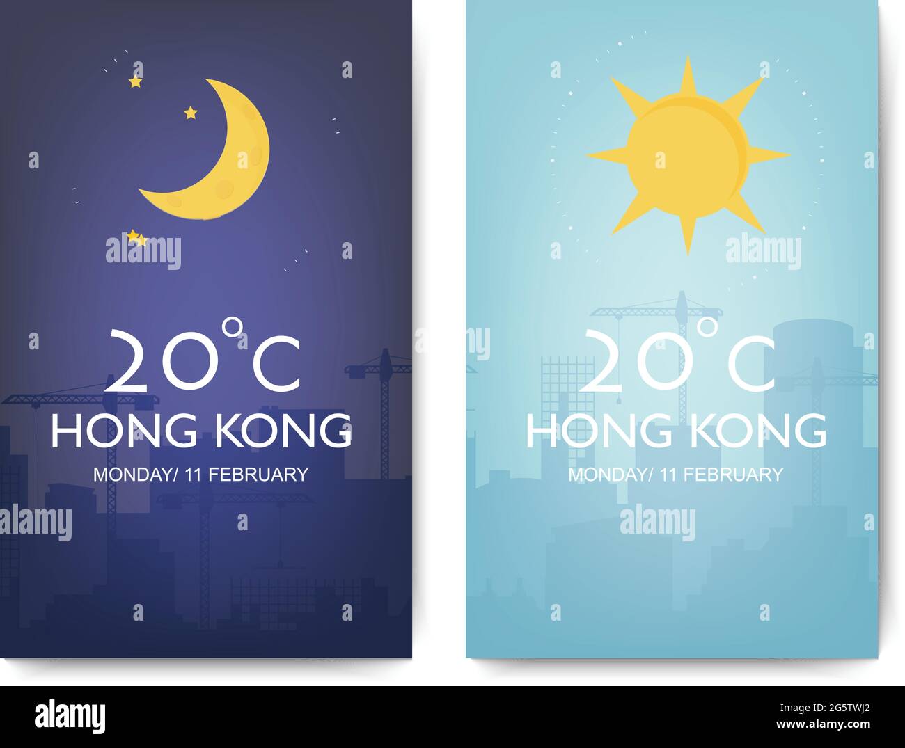 Day and night landscape illustration with sun, moon, stars ,clouds ...