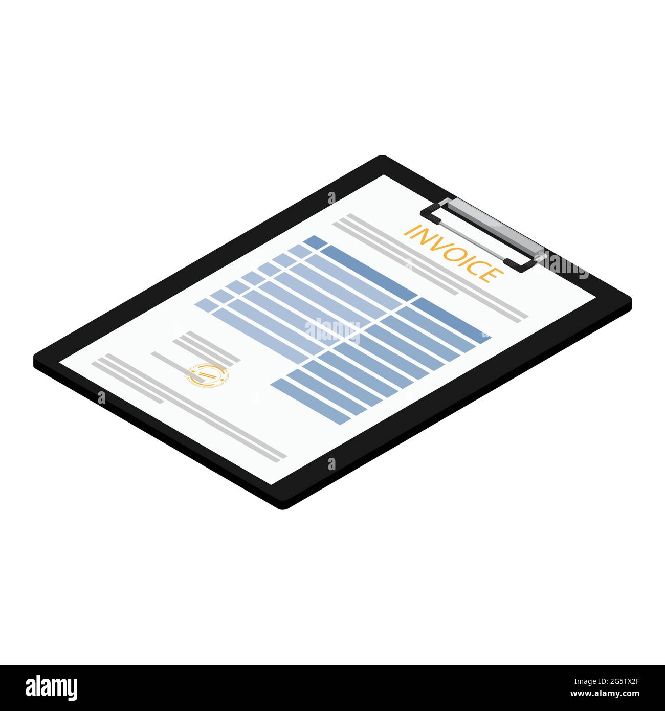 Invoice document on black clipboard. Payment and bill invoice concept ...