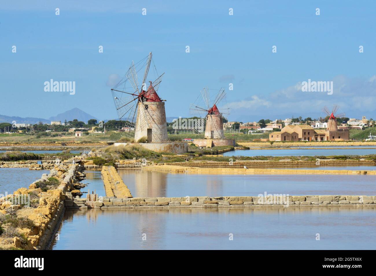 ITALY. SICILY.MARSALA. THE WINDMILL OF THE SALT PANS AT LES SALINES ...