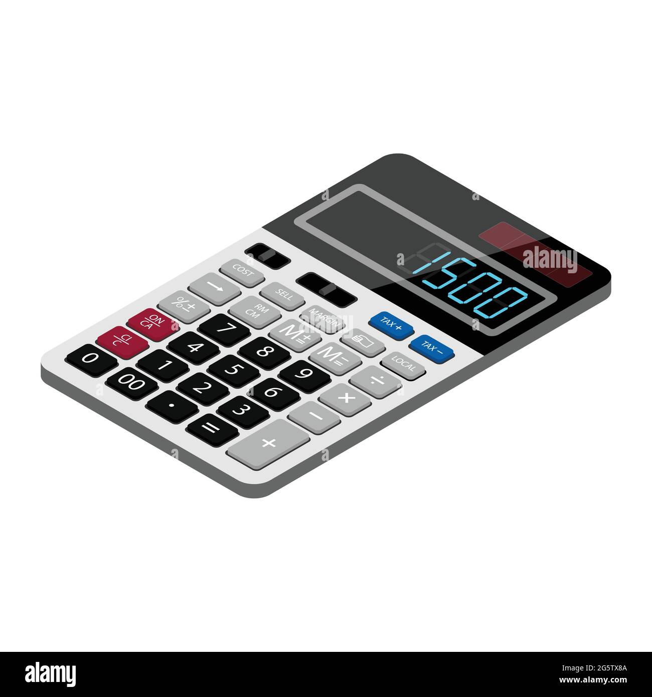 Digital calculator isometric view isolated on white background Stock ...