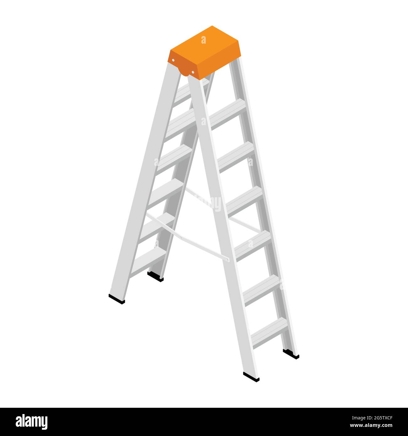 Metallic household steps. Isolated aluminum ladder vector. Ladder ...