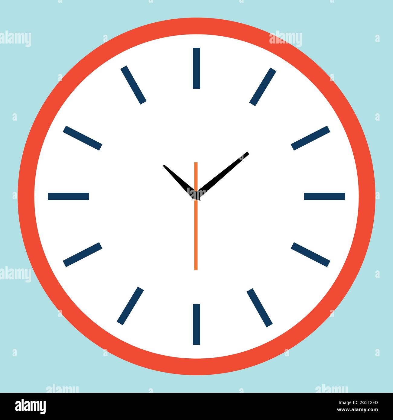 Clock icon in flat style, timer on color background. Vector design ...