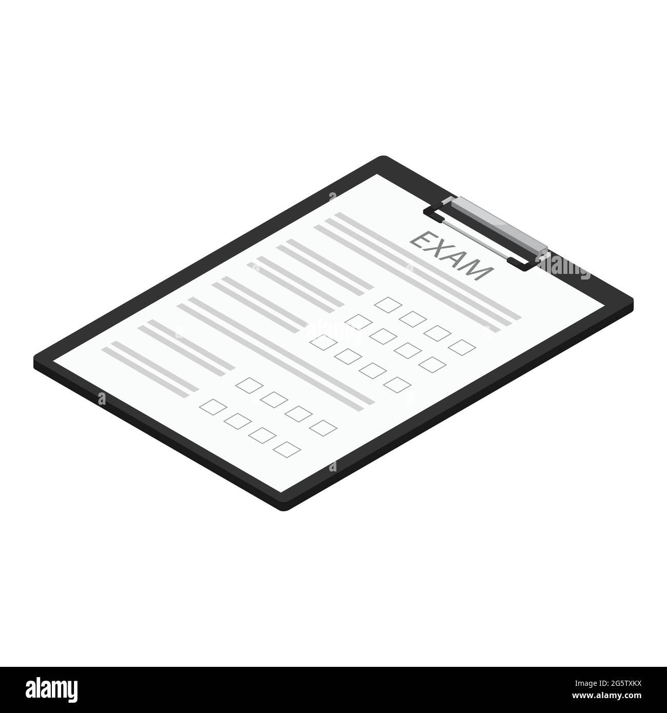 Empty exam sheet isolated on white background, isometric view. Vector ...