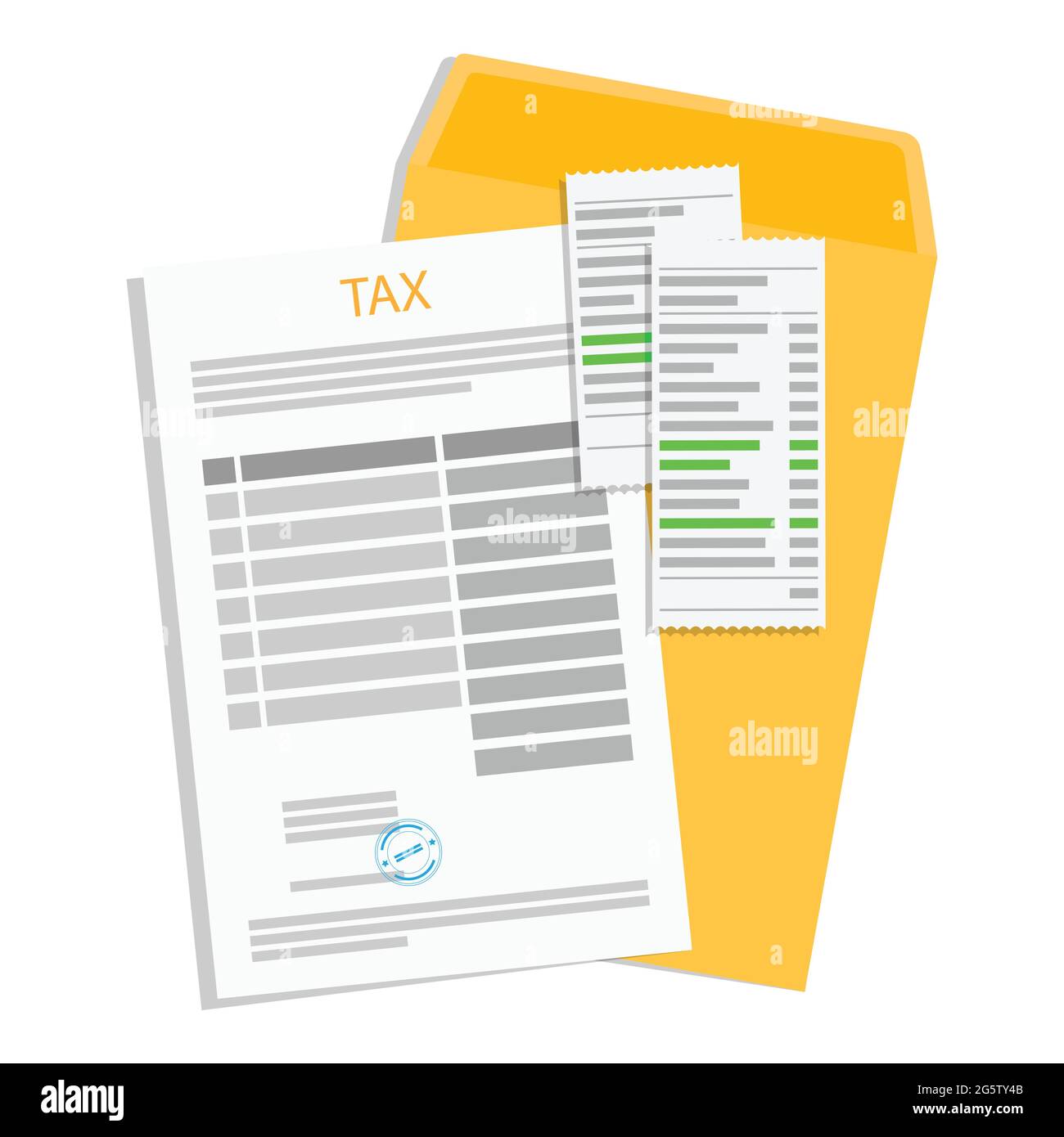 Tax payment concept. Income tax form, document and file folder icon ...