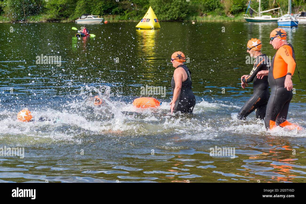 Scene from the 2021 EPIC open water swimming event, held at Glenridding ...